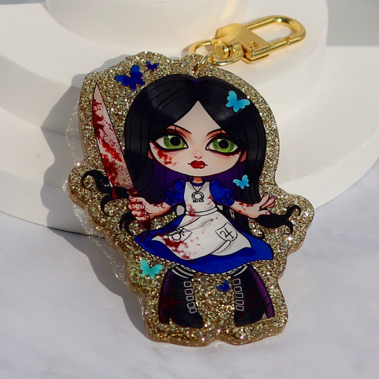 Custom Brushed Glitter Acrylic Keychains – Raynacraft